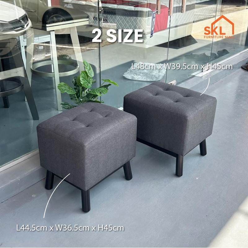 JH Solid Wooded Frame Stool / Sofa / Ottoman Single seater Square stool ...