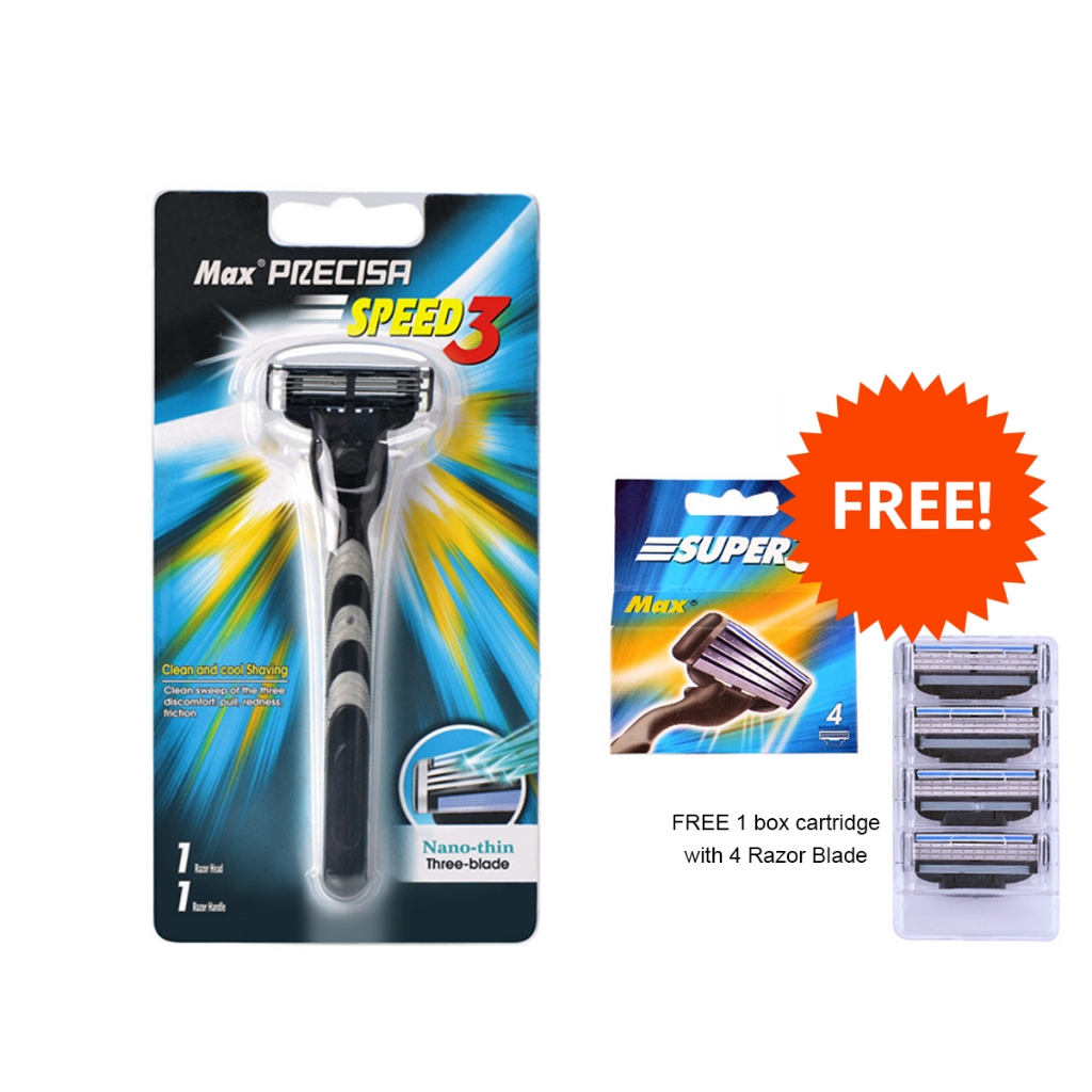 MAX Precisa Speed3 Men's Shaving Razor Handle with 1 Razor Blade (FREE ...