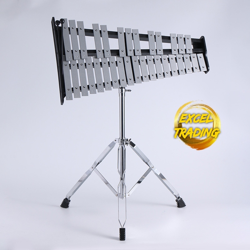 32 Note Aluminum Glockenspiel Xylophone With Steel Stand + drumsticks ...