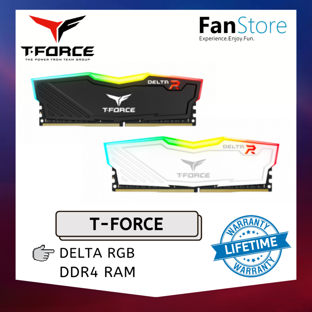 FANSTORE T-FORCE DELTA RGB 8GBX2 3200MHZ / 3600MHZ Gaming Ram PC ...
