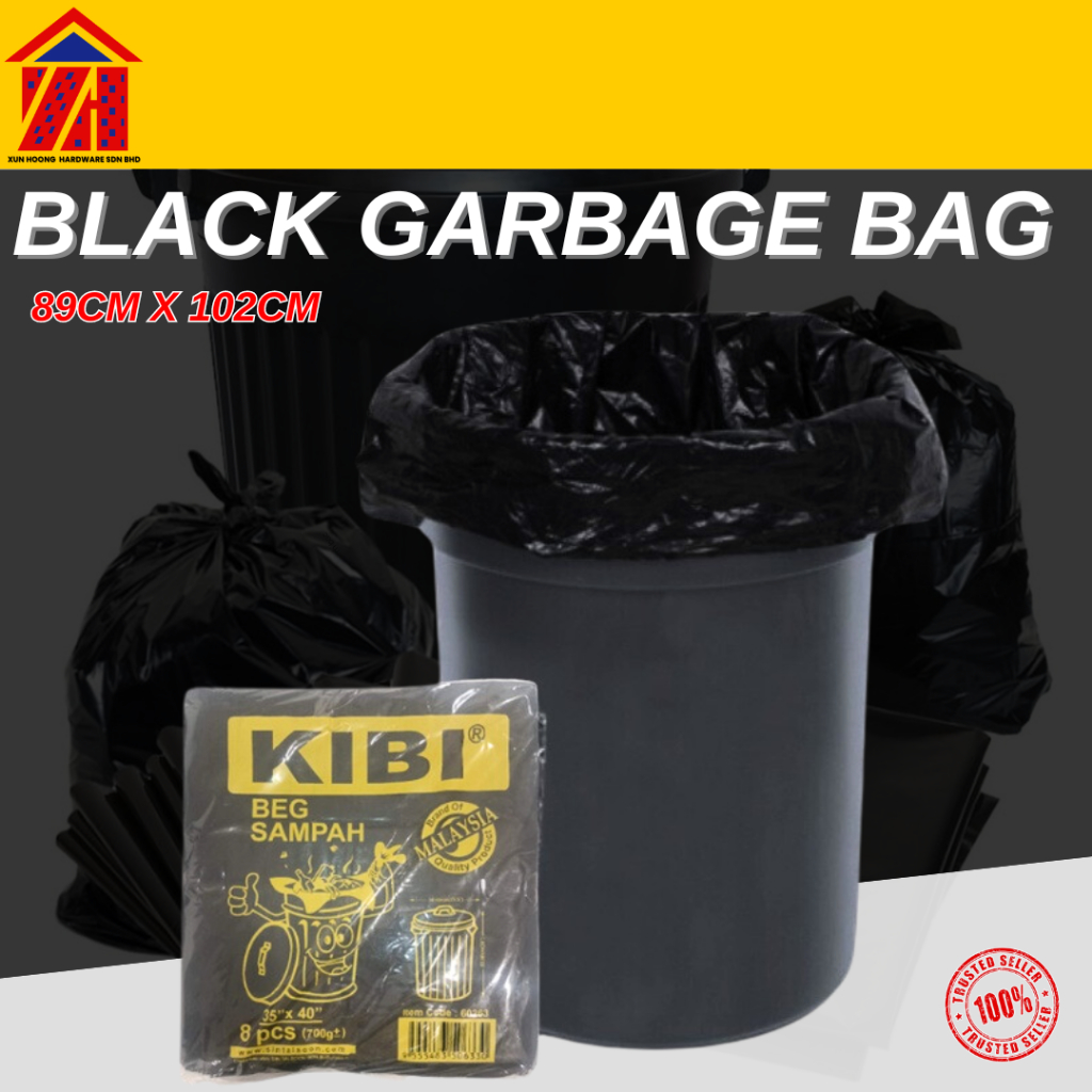 Kibi 89CM x 102CM Black Garbage Bag/ Plastic Sampah Hitam (8pcs ...