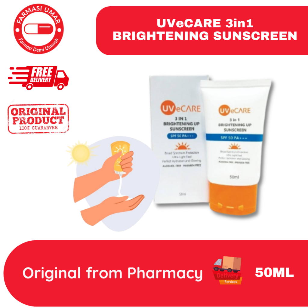 UVecare 3 In 1 Brightening Up Sunscreen SPF 50PA+++ 50ml | Shopee Malaysia