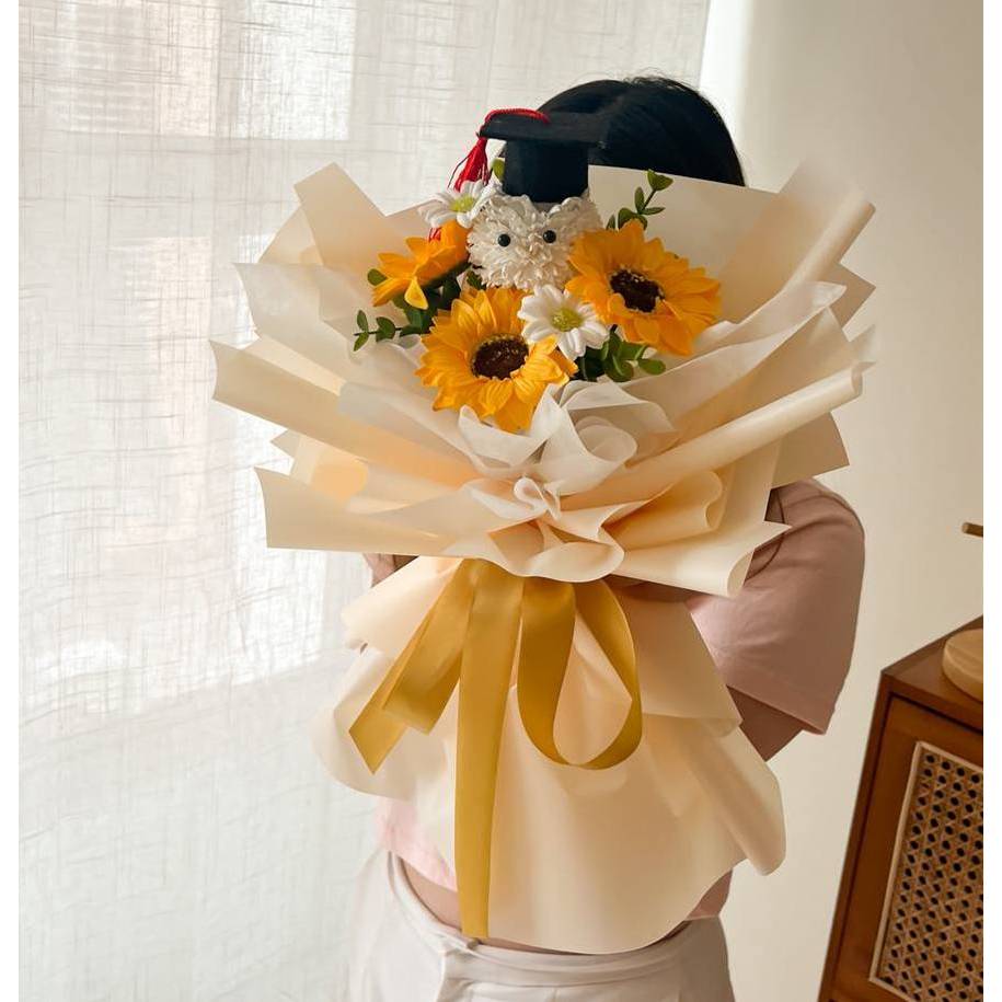 Graduation Soap Flower Bouquet Gerbera Ping Pong Flower Sunflower Bunga ...