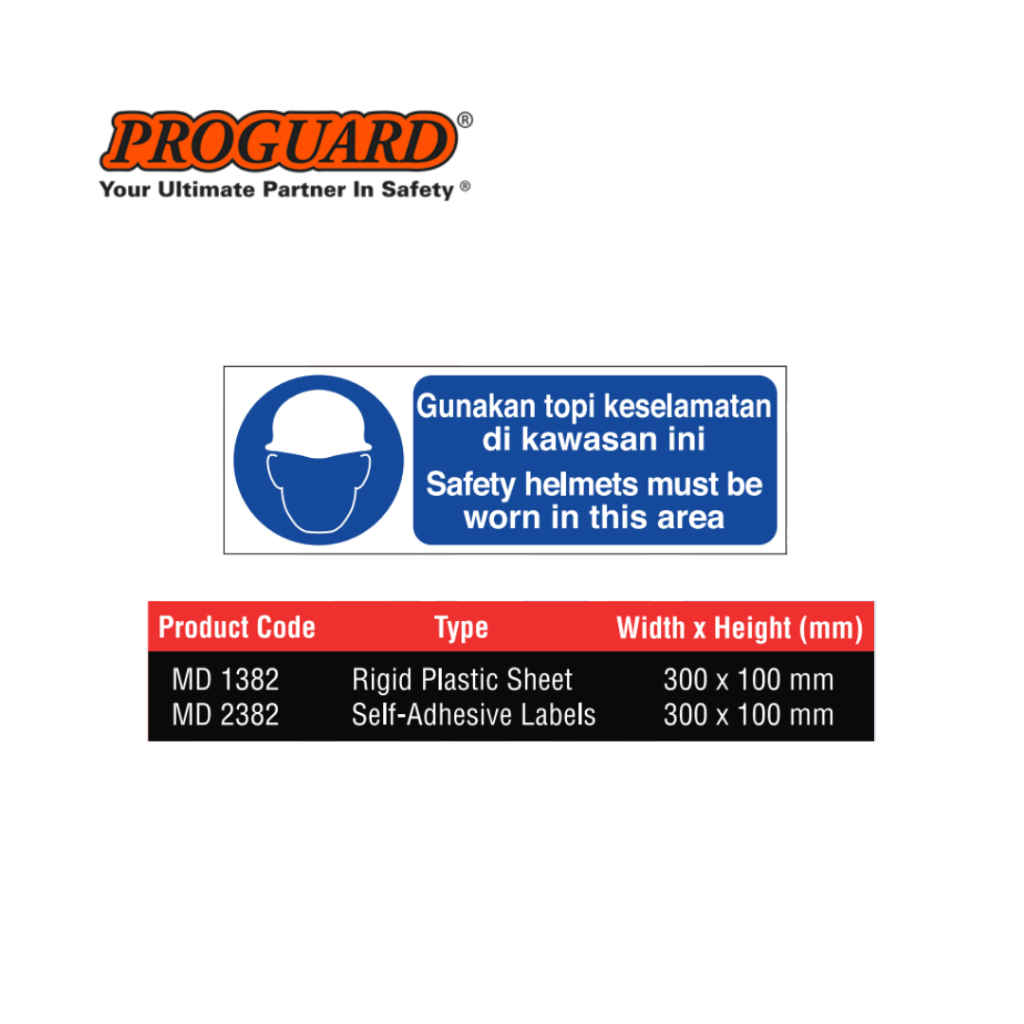Proguard 300x100 Safety Helmet Must Be Worn Mandatory Safety Sign ...