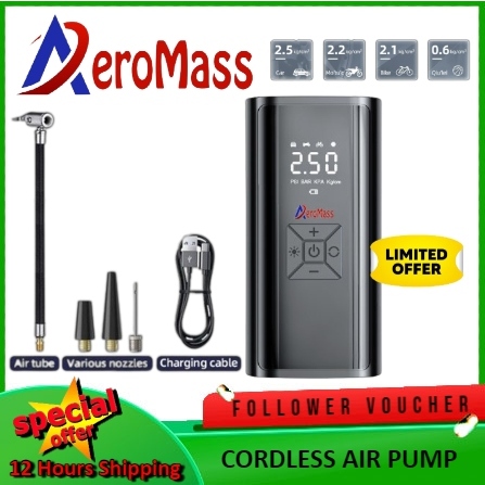 AeroMass Cordless Air Pump Portable Car Tire Pump Wireless Air Pump ...