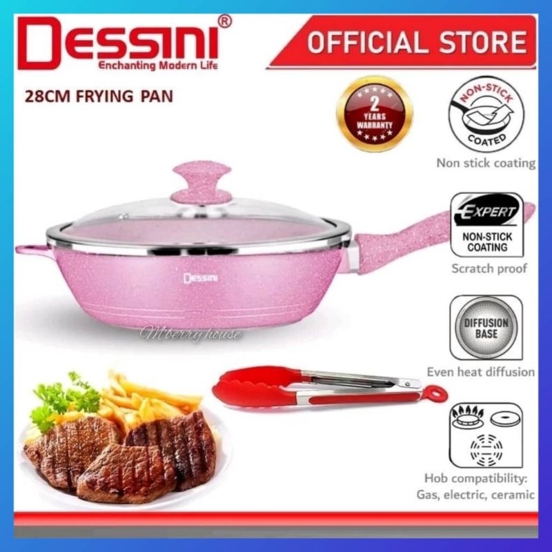 DESSINI 28cm Deep Fry Pan (Pink) | Shopee Malaysia