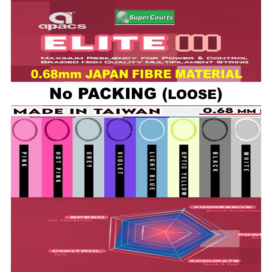 【100% ORIGINAL】 Apacs ELITE III (No Packing) Badminton String (1pcs ...