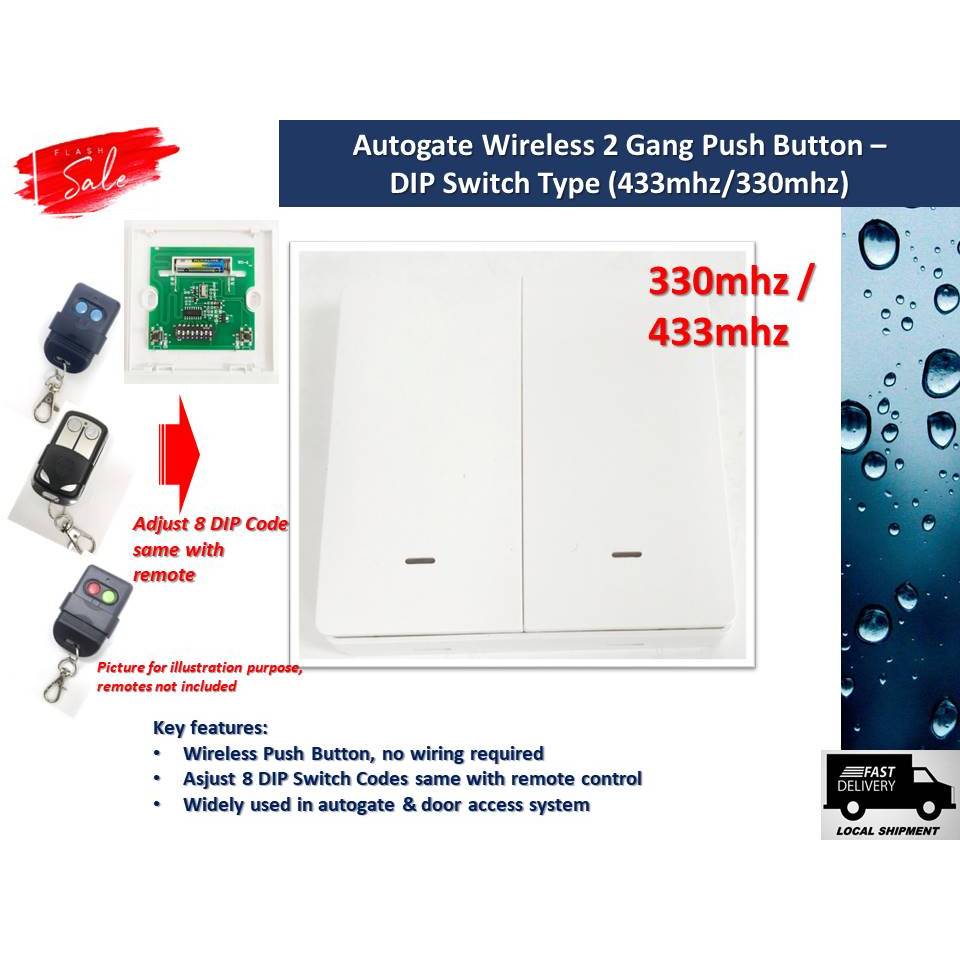 Wireless 2 Gang Push Button / 2 Gang Switch for Autogate Motor System ...