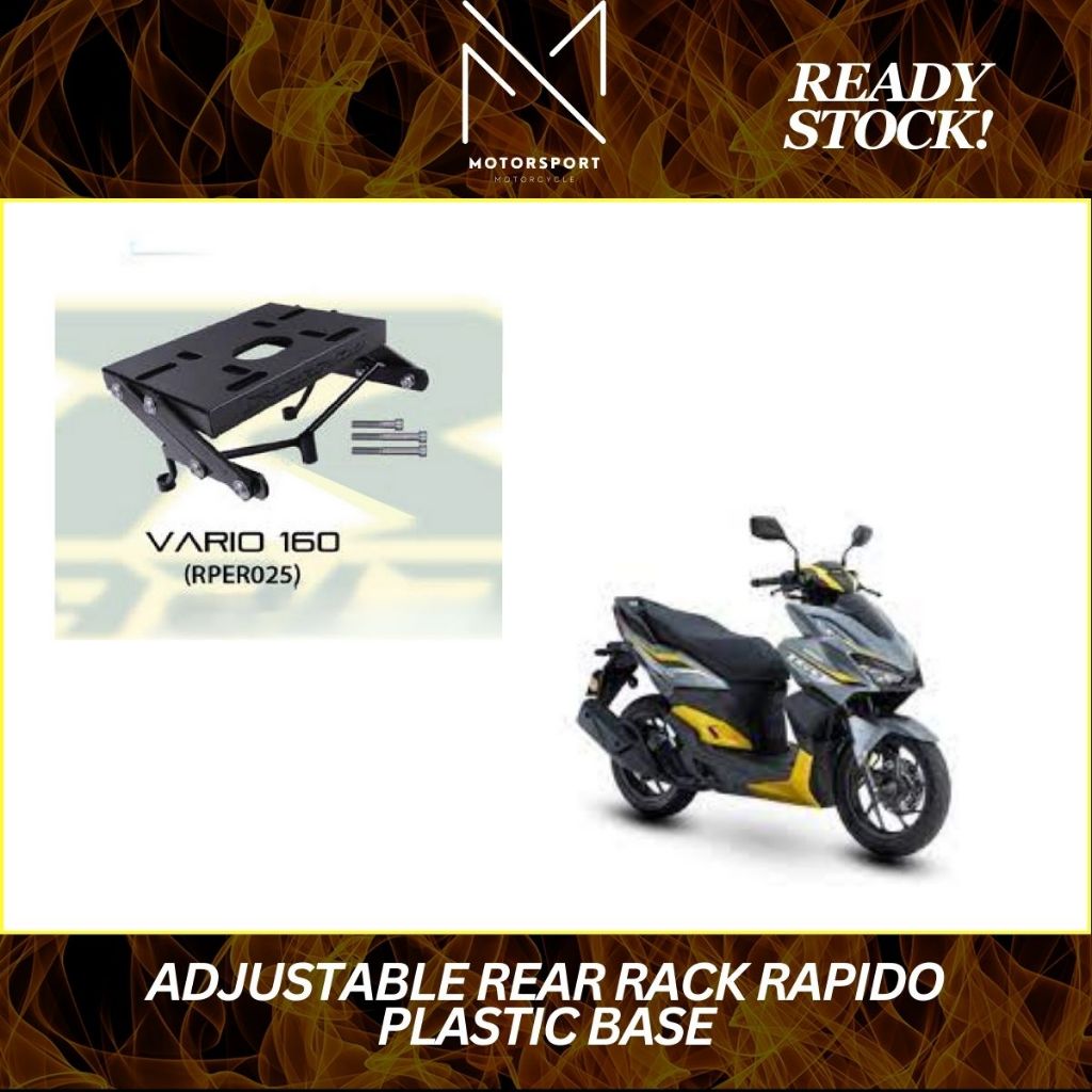 RAPIDO Adjustable Rear Rack Plastic Base Y15ZR/RS150/LC135/VF3I/EX5-FI ...