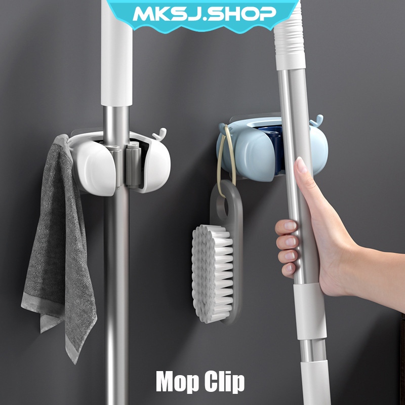 Mop Hooks Bathroom Mop Holder Clip Wall Mounted Broom Hanging Rack ...