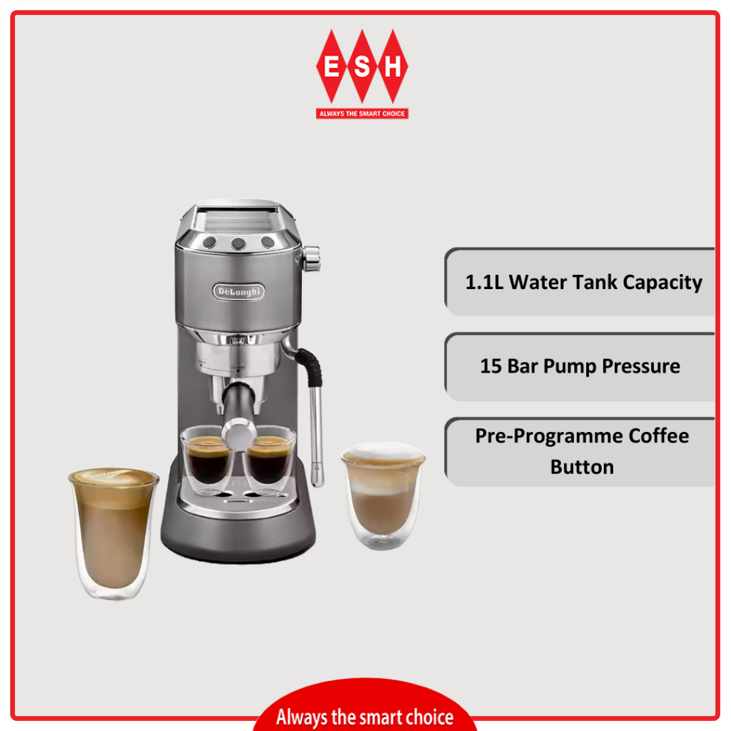 DeLonghi EC885.GY Dedica Arte Grey Pump Espresso Coffee Machine ...