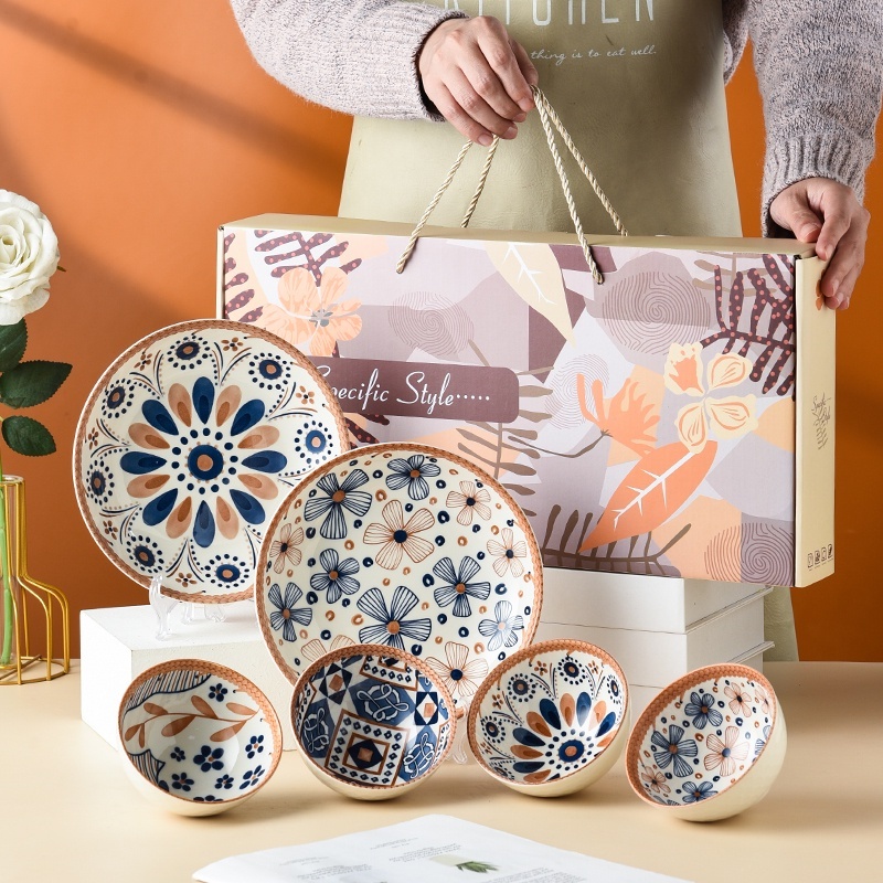 Bohemian Rice Bowl Porcelain Bowl set Ceramic Bowl Mangkuk Keramik Soup ...