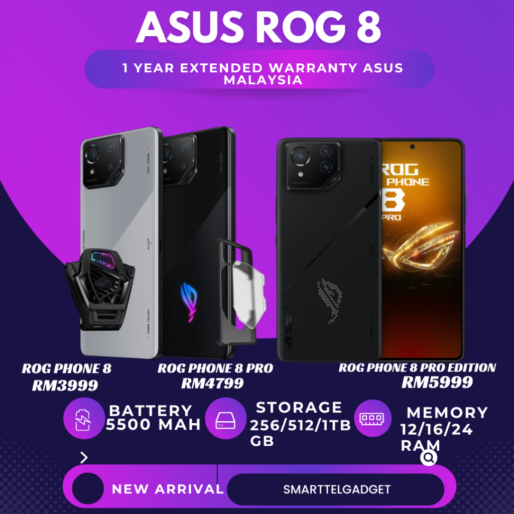 [MY Set] Asus ROG Phone 8 Pro Edition / ROG 8 Pro / ROG 8 (24GB+1TB | 16+512GB | 12+256GB ...