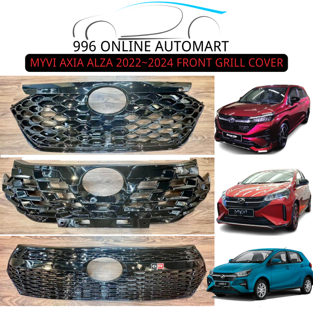 PERODUA MYVI ALZA AXIA 2022 2023 2024 FRONT GRILL COVER GLOSSY BLACK ...