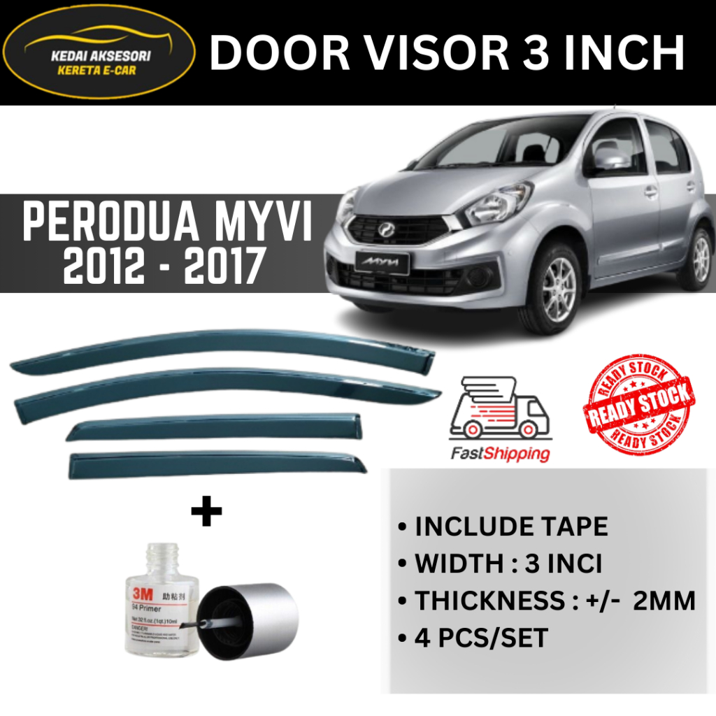 Perodua Myvi 2012-2017 Lagi Best /Myvi SE Door Visor 3' Air Press ...