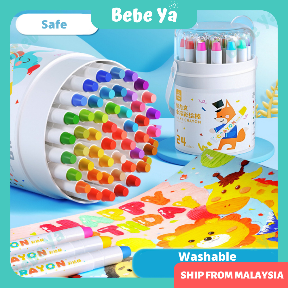 Enmy 48 Colour Crayon For Kids- Washable Non Toxic Colouring Painting ...