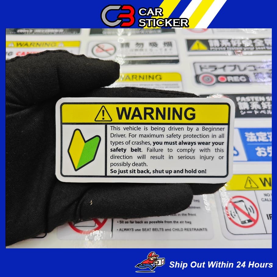 WARNING JDM SAFETY BELT CAR INTERIOR STICKER / W123 | Shopee Malaysia