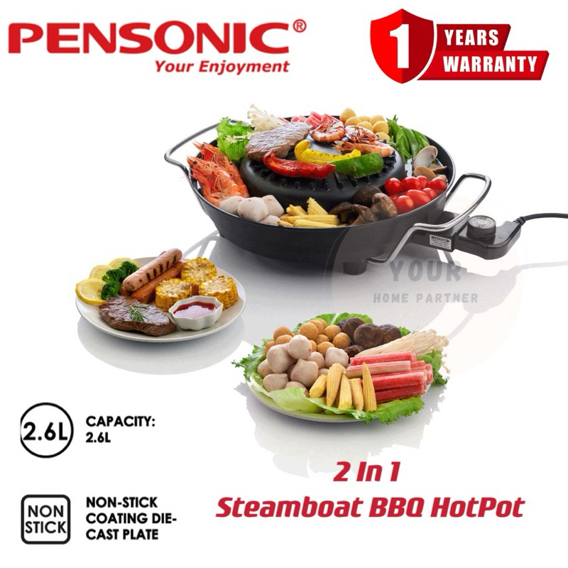 Pensonic 2 In 1 BBQ & Hotpot Steamboat PSB-131G 2.6L | Shopee Malaysia