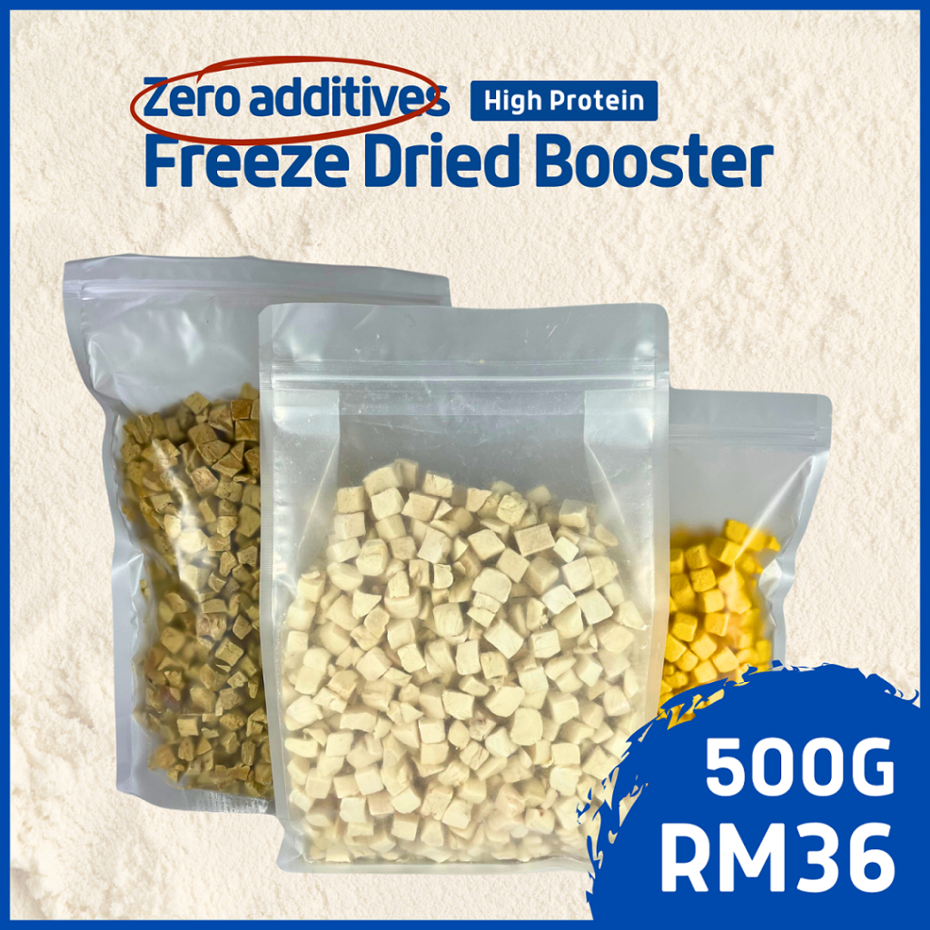 Freeze Dried Chicken Cubes [500g] Booster Kucing Premium Cat Dog Treats ...