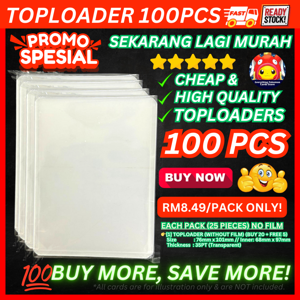 [VALUE 100] Toploader Pokemon Yugioh Digimon Photocard Card Sleeve ...