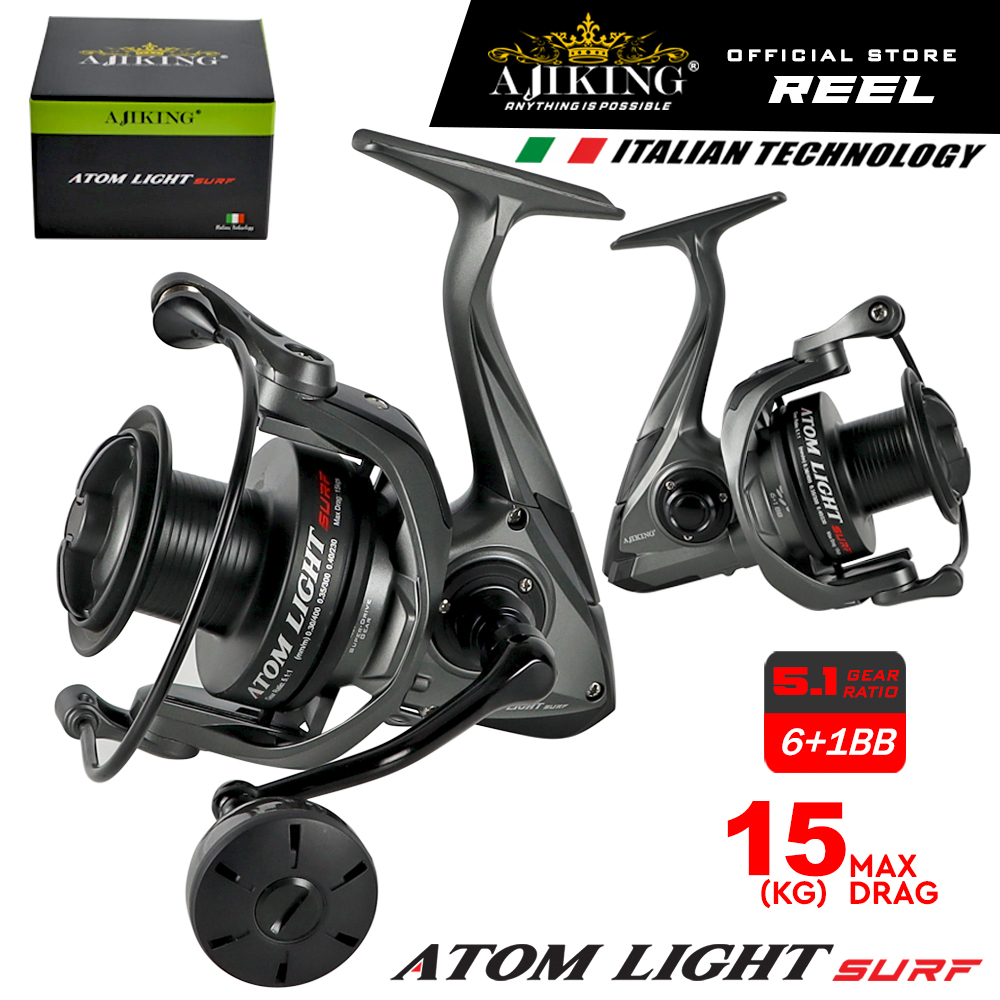 Ajiking Atom Light Surf Saltwater Spinning Fishing Reel Max Drag (15kg) | Shopee Malaysia