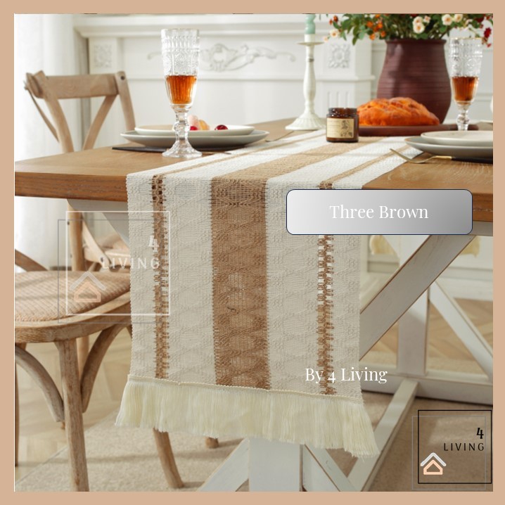 [4-8 kerusi] Alas Meja Makan Long Table Runner Table Cloth Table ...