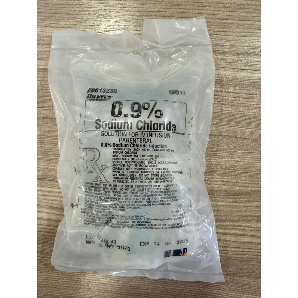 Baxter Sodium Chloride NaCl 0.9% 500mL (Exp: September 2025) Infusol ...