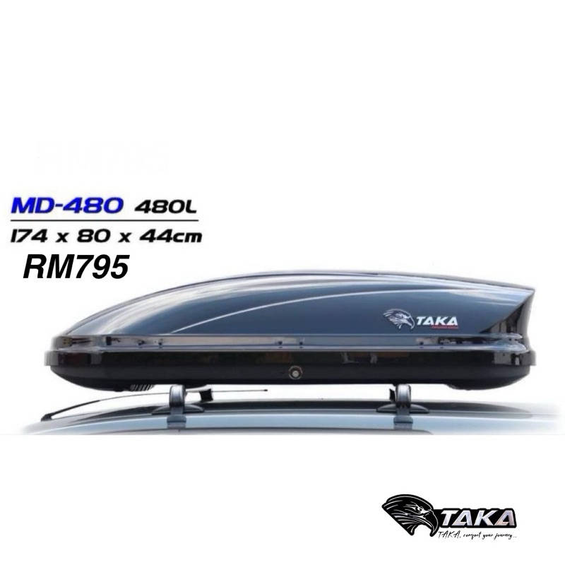 TAKA SuperBig Roofbox 480liter Black Roof box With Roof Rack | Shopee ...