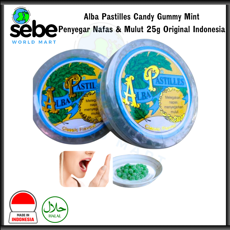 Alba Pastilles Candy Gummy Mint Penyegar Nafas & Mulut 25g Original ...