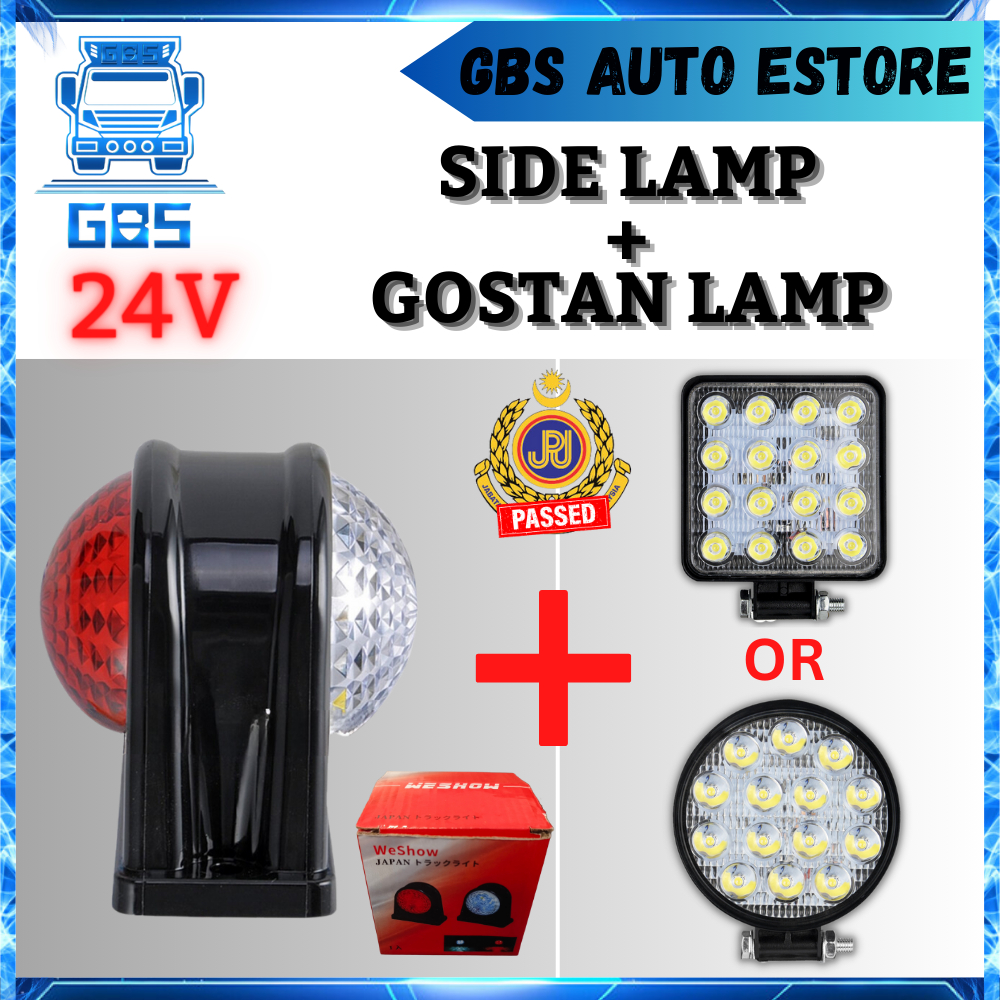 GBS Truck/Lori (LED Side Lamp + LED Reverse Light) 12V 24V Red White Side Marker Signal Light ...