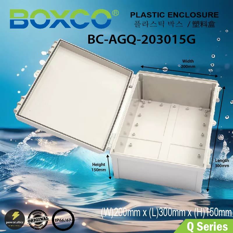 BOXCO BC-AGQ-203015G (200 x 300 x 150mm) IP67 ABS Enclosure Box with ...