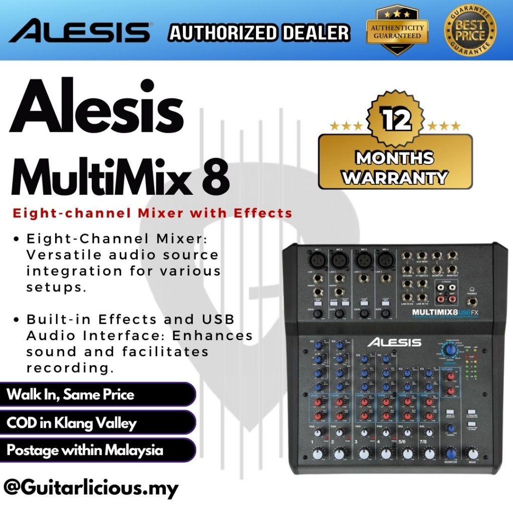 ALESIS MultiMix 8 USB FX 8-channel Mixer (A62-MM8USBFXPTOOLSXEU) | Shopee Malaysia