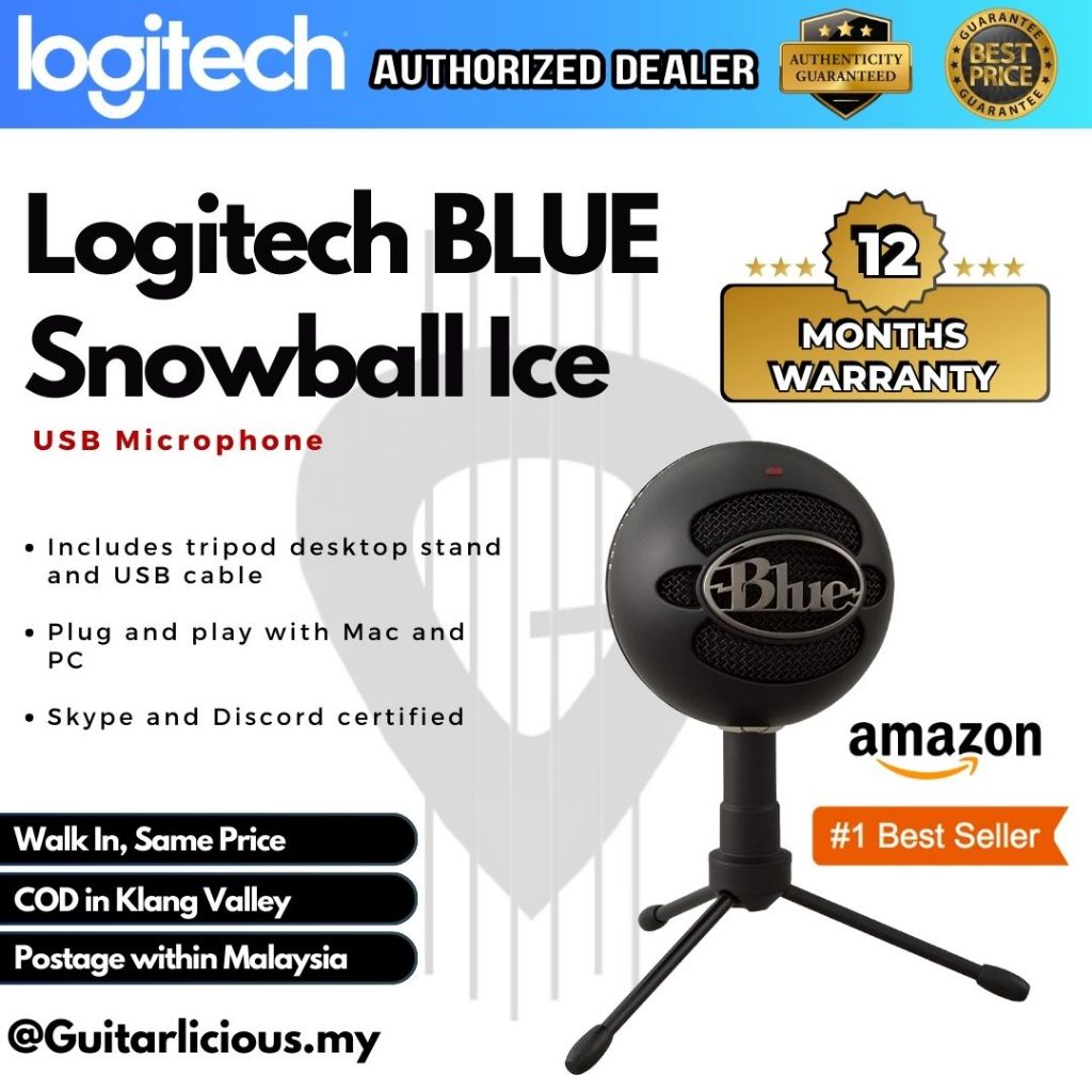 Logitech LFC BLUE Snowball iCE USB Condenser Microphone - Black ...