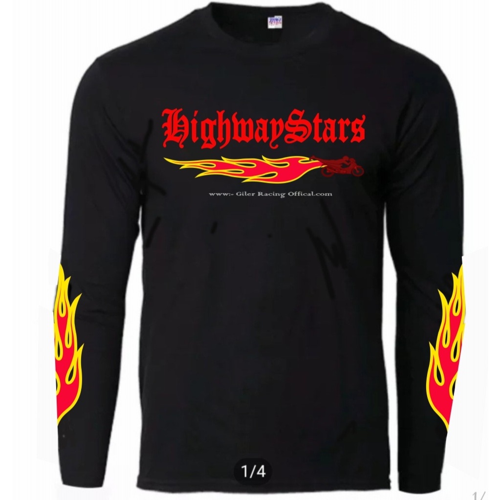 Baju Ride Motor HIGHWAY STARS Rider Long Sleeves Shirt 100% Cotton ...