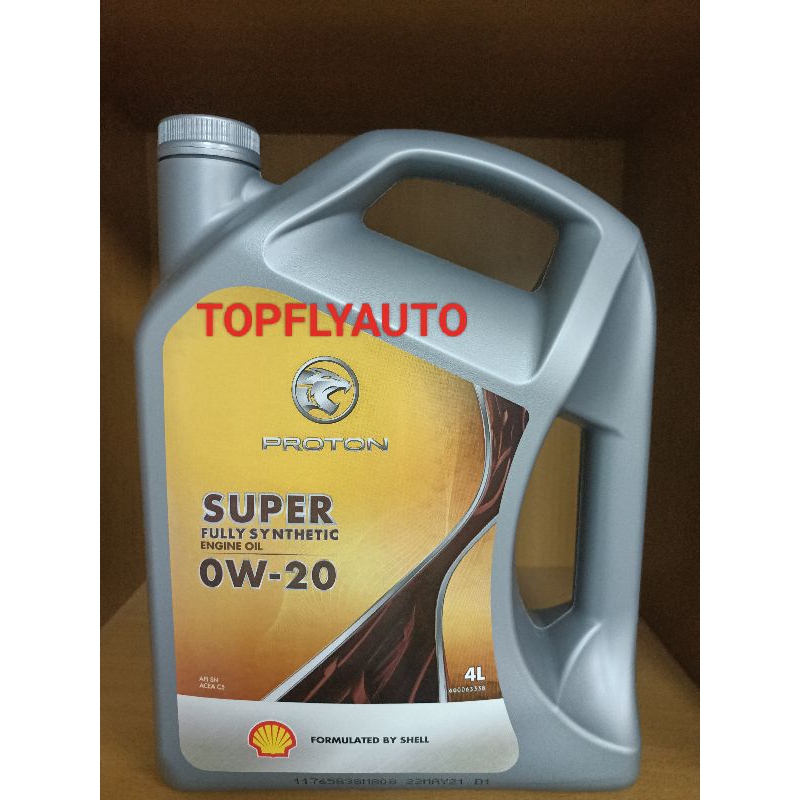 100% ORIGINAL SHELL PROTON SUPER FULLY SYNTHETIC ENGINE OIL 0W20 4L ...