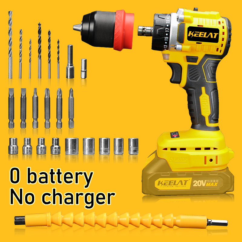 KEELAT KCD007 20V Brushless Drill Set Heavy Duty Cordless Drill Batteri ...