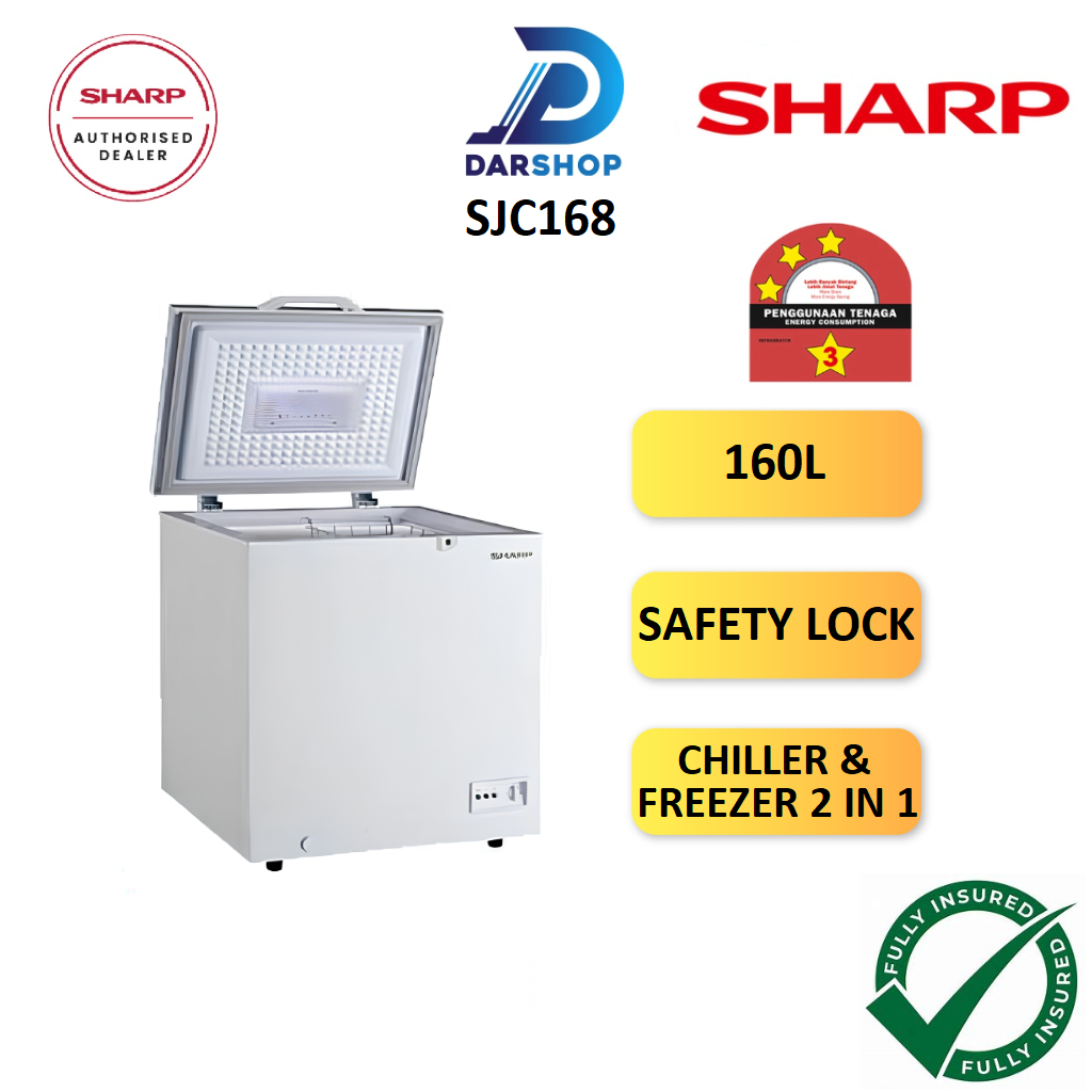 3 STAR Sharp Chest Freezer 160L Peti Freezer Murah Deep Freezer Mini ...