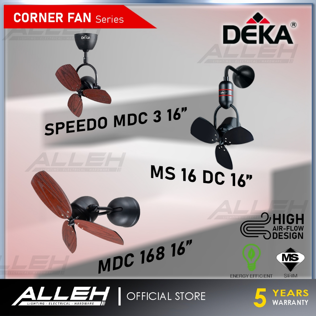 DEKA CORNER FAN SPEEDO MDC 3 /MS 16 DC/MDC168 16” Stylish Wall Fan DC ...