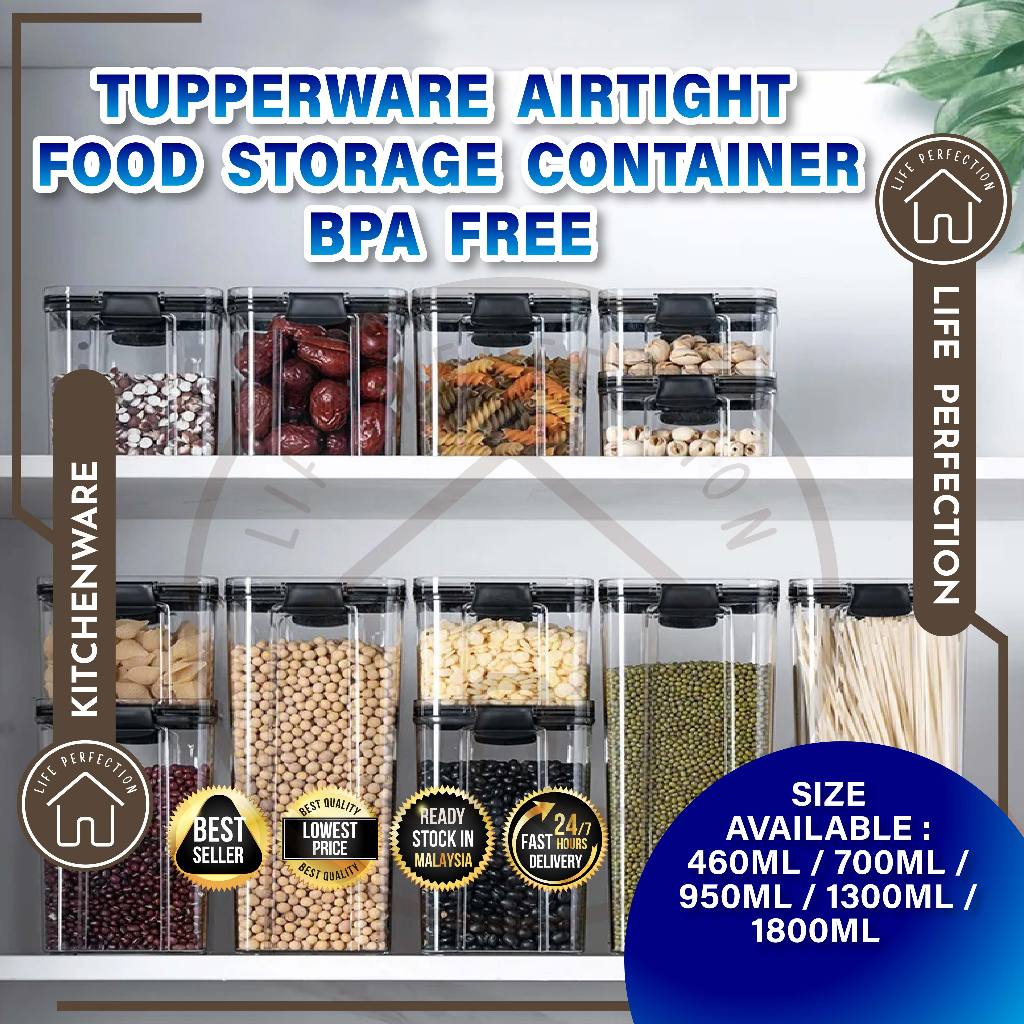 Tupperware Airtight Food Storage Container BPA Free Plastic Dry Food ...