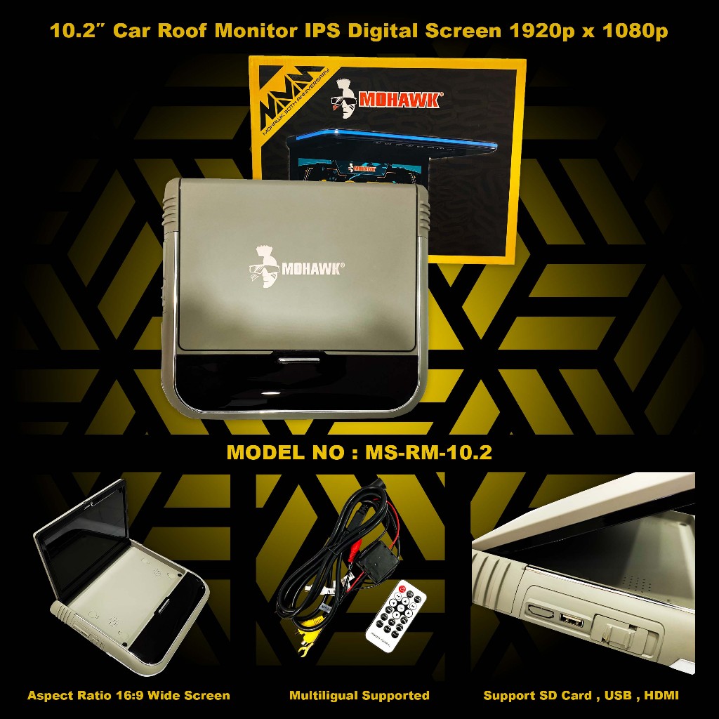 Mohawk 10.2" Kereta / Car Roof Monitor IPS Digital Screen 1920 x 1080p ...