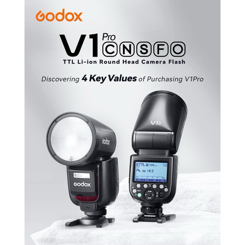 Godox V1Pro TTL Li-ion Round Head Camera Flash (Nikon Canon Sony ...