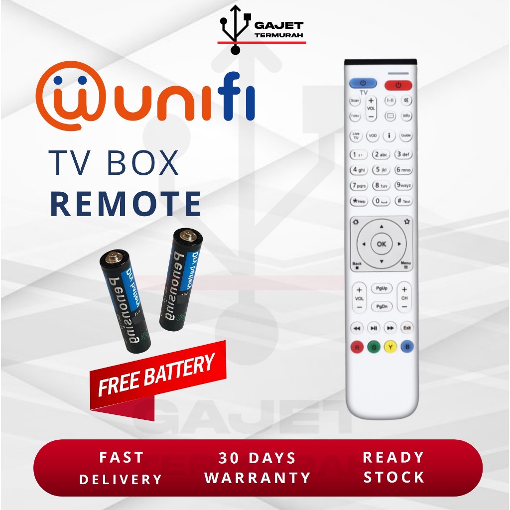 Alat Kawalan Jauh Unifi TV Box Remote white Televisyen Hypptv Unifi ...