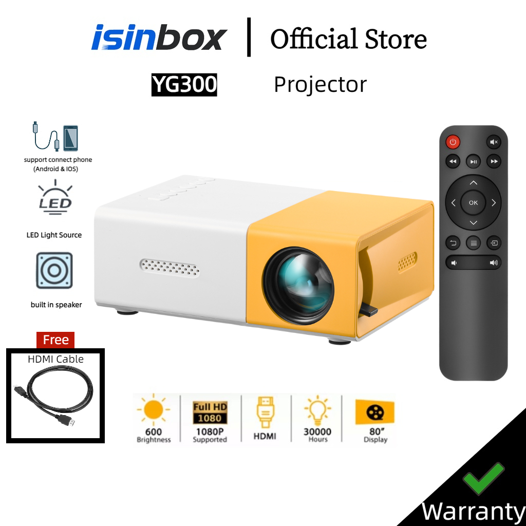 COD Mini Projector YG-300 HD 800 Lumens Portable Home Theater Movie ...