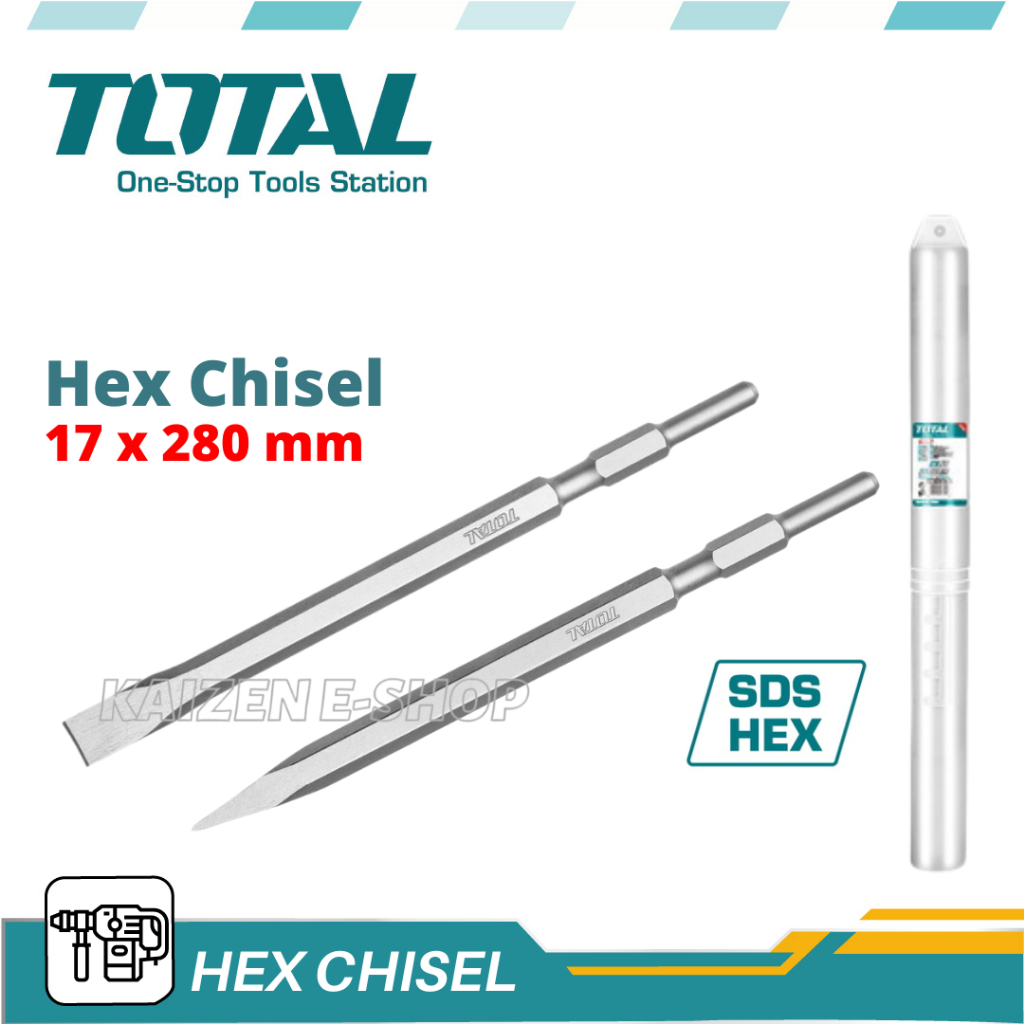 TOTAL TAC153171 (Point) / TAC153172 (Flat) Hex Chisel 17 X 280MM ...