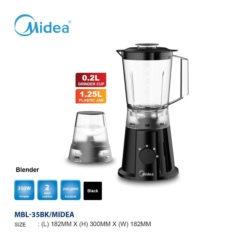 Midea Blender Household Blender Safety Lock 1.2 Litre Jug 250W MBL-25GN ...