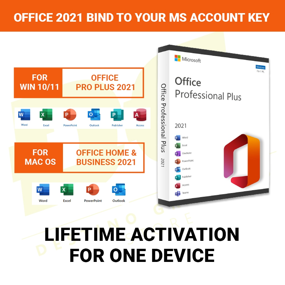 Office 2021/2019 PRO PLUS / HOME & BUSINESS BIND TO MS ACCOUNT LIFETIME ...