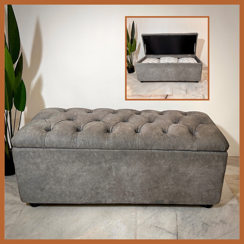 Stylish 3.5 Ft Chesterfield Storage Ottoman Bench by Zzora Design ...
