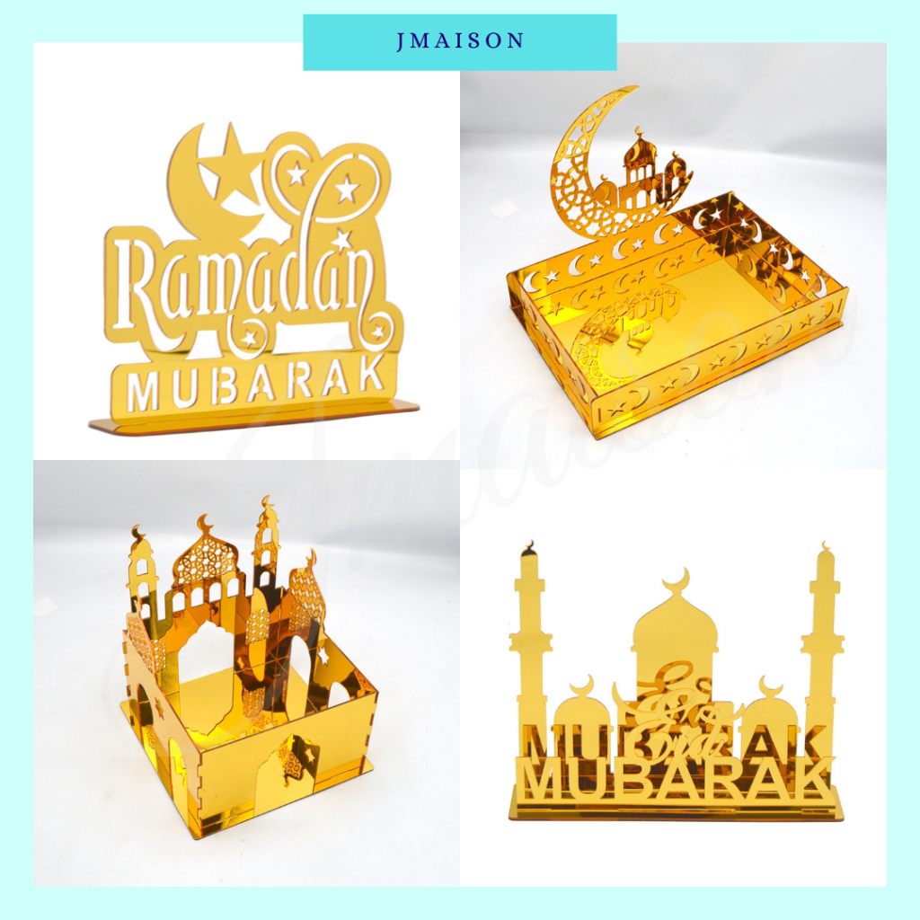 JMAISON Raya Decoration 2024 Golden Acrylic Deco Box Hiasan Raya ...