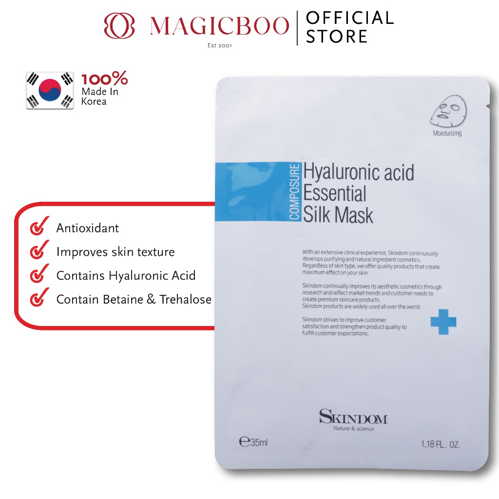Magicboo Skindom Hyaluronic Acid Essential Silk Mask (35ml) | Shopee ...