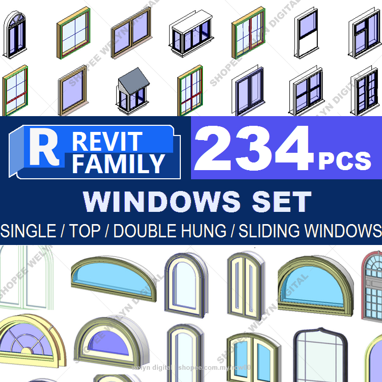 Autodesk | Revit 2025 | 234 Exclusive Windows model set Revit Family ...
